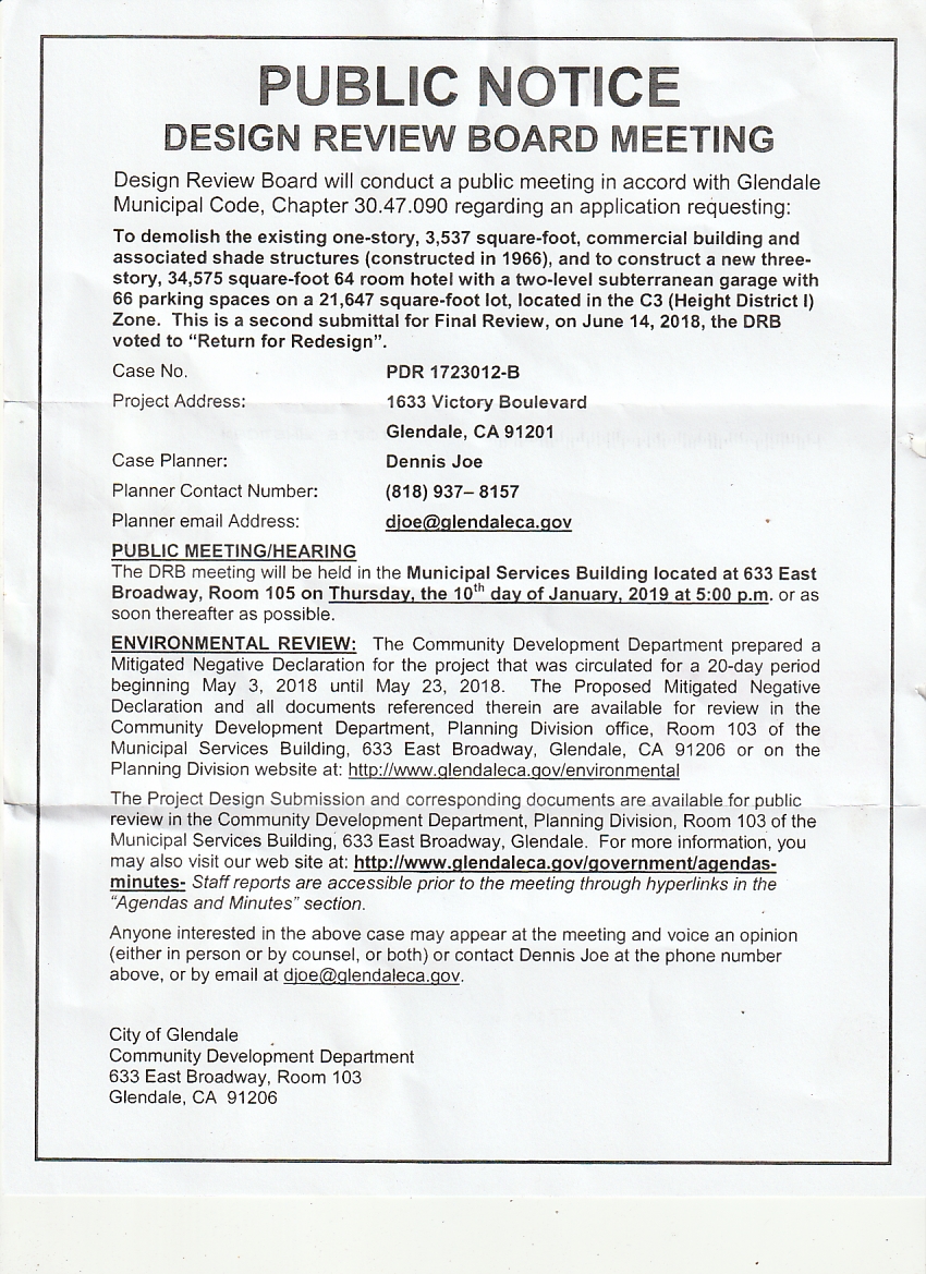 Public Notice Design Review Board Meeting | NoVictoryHotel.org